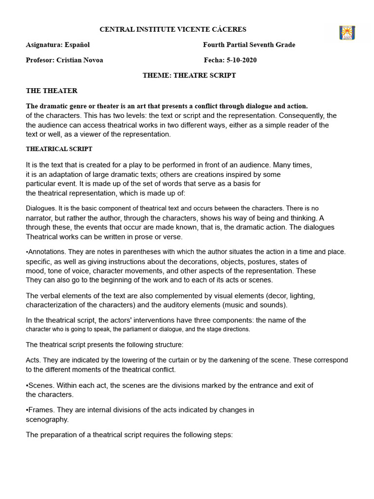 Theater Script 7TH Grade 4 P 2020 | PDF | Play (Theatre) | Theatre