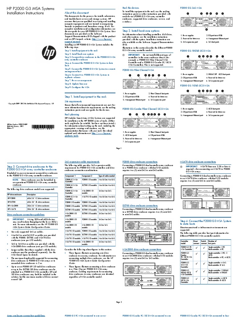 HP P2000 Installation Instructions | Physical Layer Protocols | Digital ...