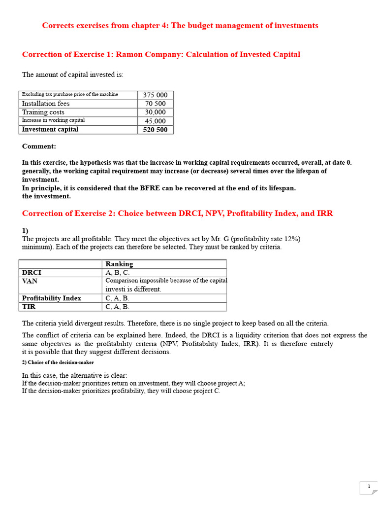 CORRECTIONS OF THE EXERCISES OF CHAPTER 4 BUDGET MANAGEMENT OF ...