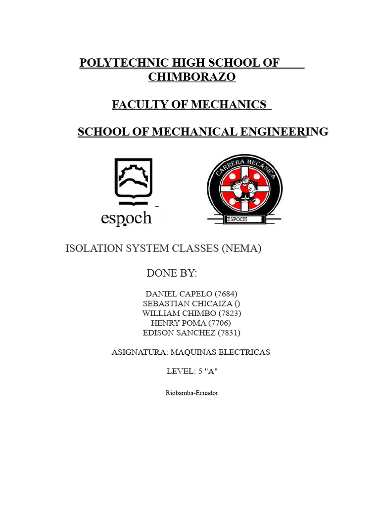 NEMA Insulation Classes for Motors | PDF | Insulator (Electricity ...