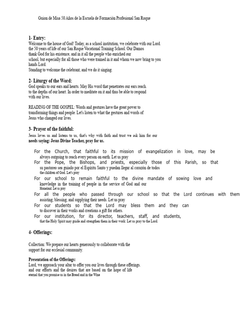 Mass Script for 50 Years | PDF | Mass (Liturgy) | Eucharist