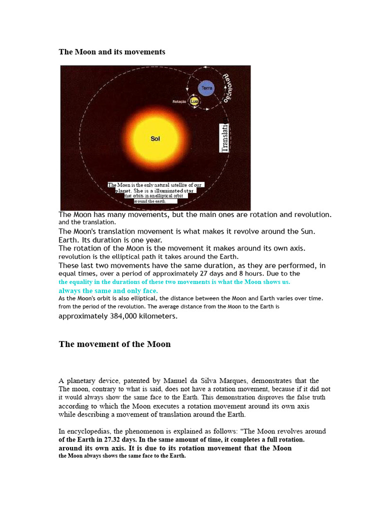 The Moon and Its Movements | PDF | Moon | Rotation