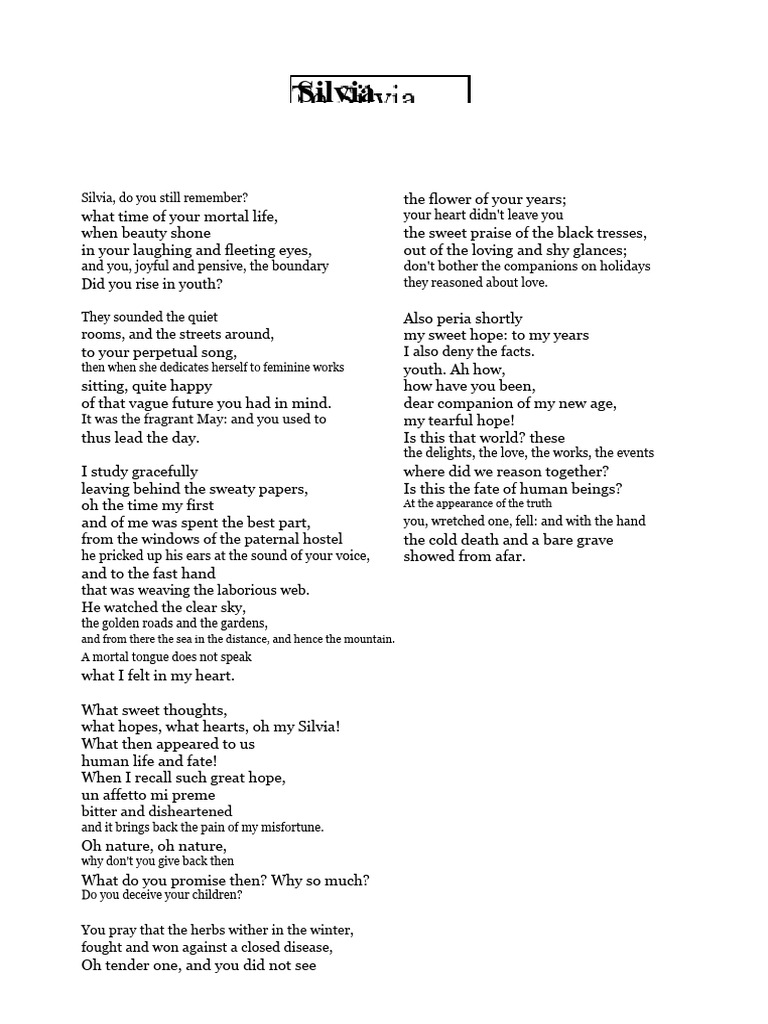 Leopardi to Silvia | PDF