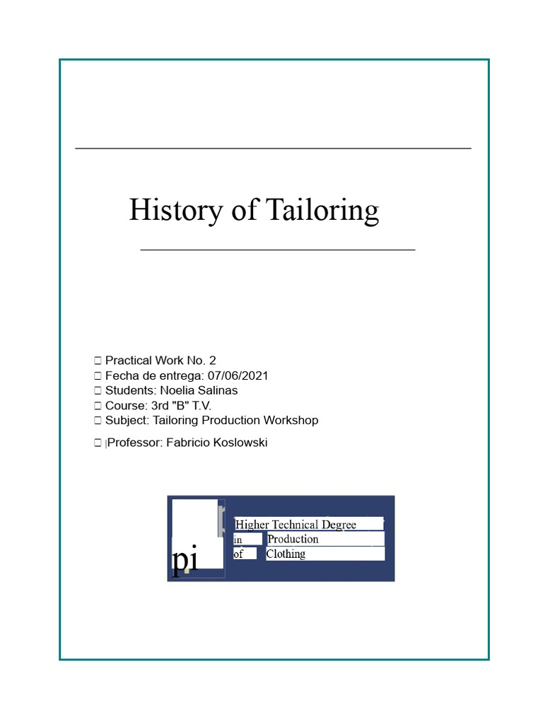 TP2 History of Tailoring | PDF | Clothing | Trousers