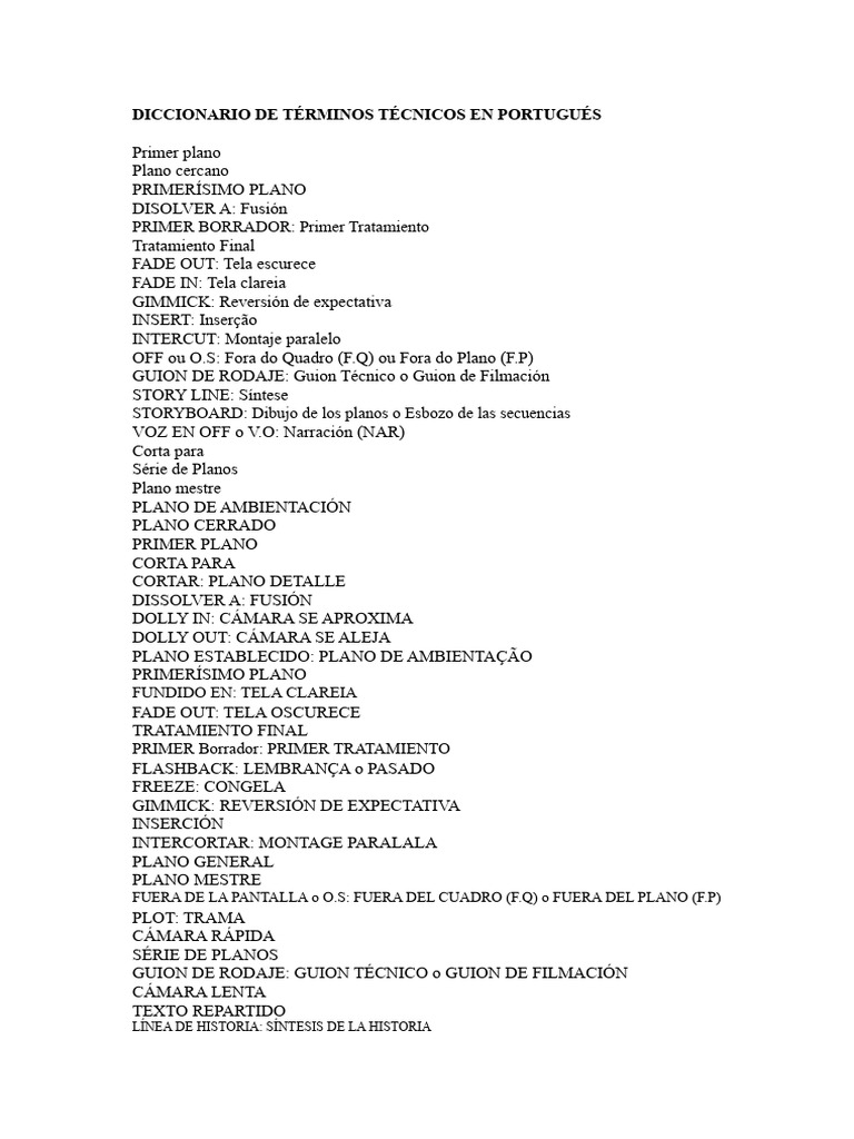 Diccionario de Términos Técnicos en Portugués | PDF