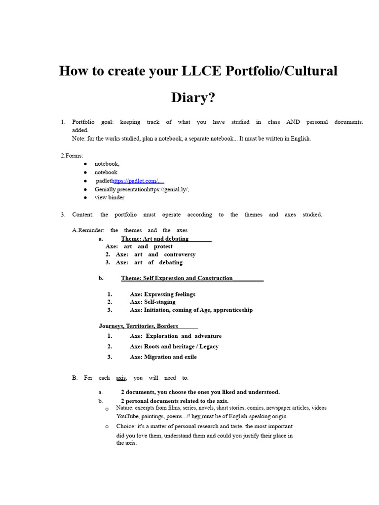 Create Your LLCE Portfolio Guide | PDF