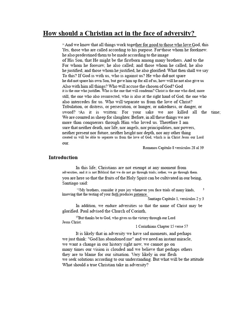 How should a Christian act in the face of adversity? | PDF | Jesus ...