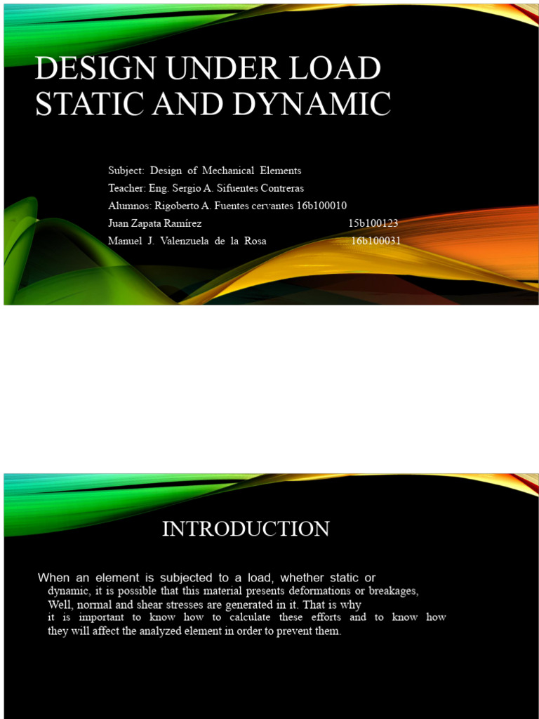 Design Under Static and Dynamic Load | PDF | Structural Load ...