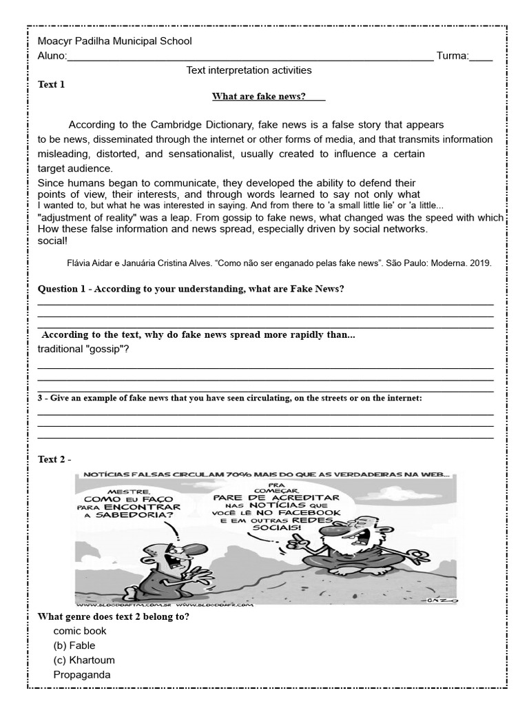 Understanding Fake News: Activities Guide | PDF | News | Human ...