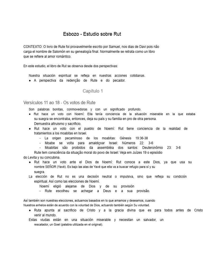 Esbozo - Estudio Sobre Rut | PDF | Libro de rut | Rut (figura bíblica)