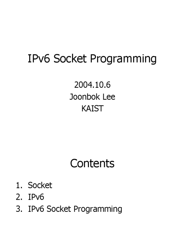 Ipv6 Socket Programming Pdf Port Computer Networking 5216