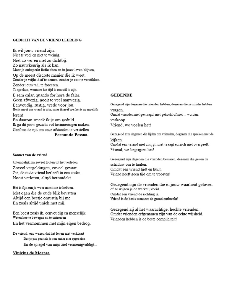 Gedicht Van de Leerling Vriend | PDF