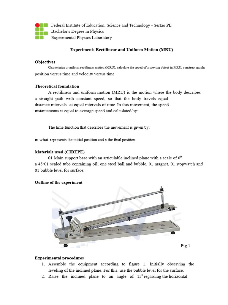 Rectilinear and Uniform Motion | PDF | Speed | Physical Quantities