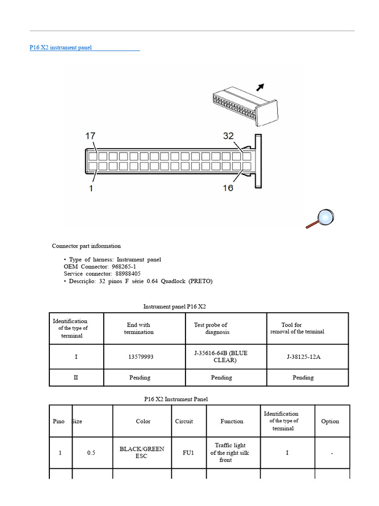 Agile and Montana GM - Instrument Panel Connector P16 X2 | PDF ...