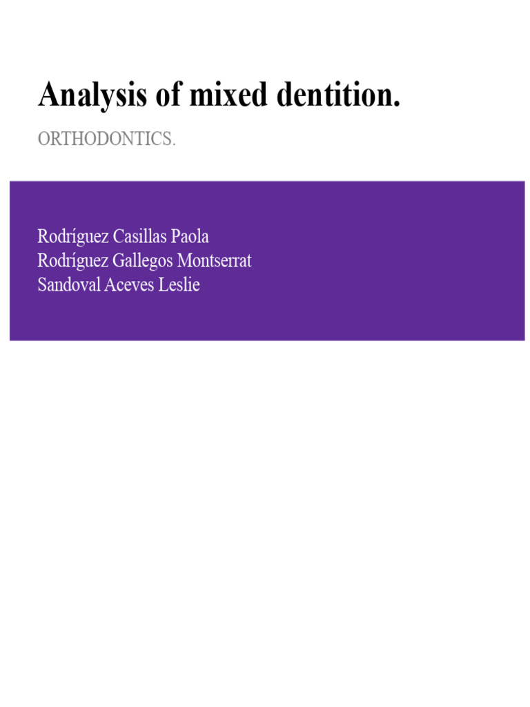 Analysis of Mixed Dentition Ortho | PDF | Dentistry | Primate Anatomy