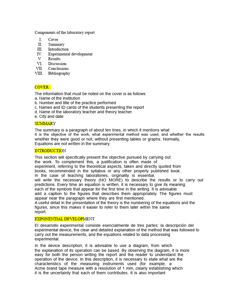 Laboratory Report Structure Guide | PDF | Experiment | Uncertainty
