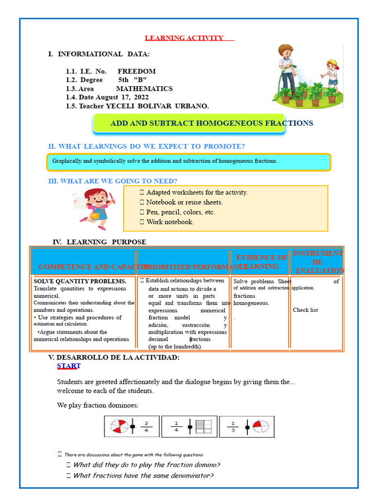 17 Session Adding and Subtracting Homogeneous Fractions | PDF ...