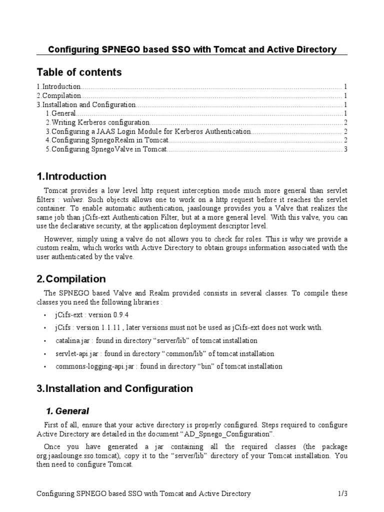 Sso Tomcat Howto Pdf Active Directory Computer Data