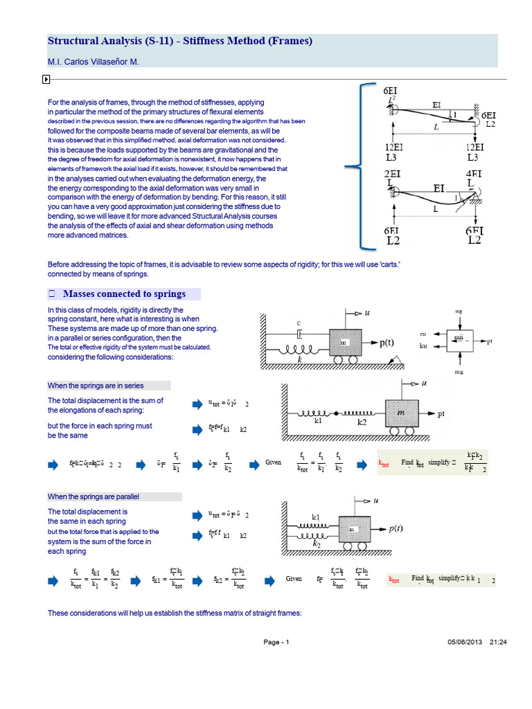 Stiffness Method for Frame Analysis | PDF | Structural Analysis ...