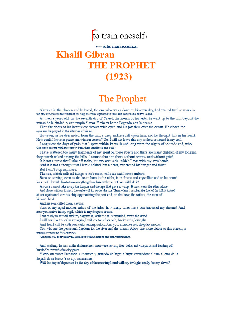 Khalil Gibran's The Prophet: Love & Marriage | PDF | The Prophet (Book ...