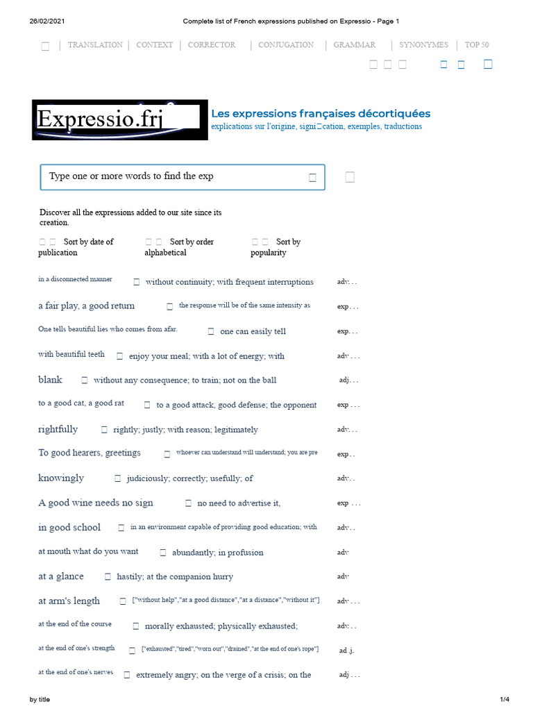 Complete List of French Expressions Published On Expressio - Page 1 | PDF