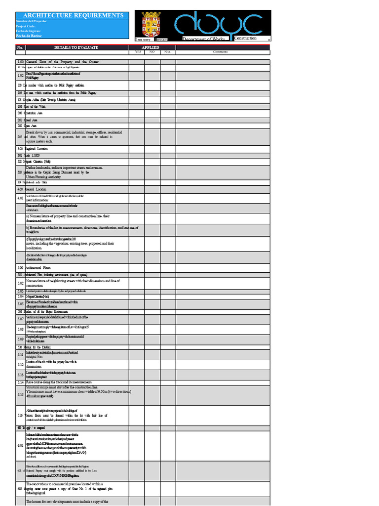 Architectural Requirements Checklist | PDF