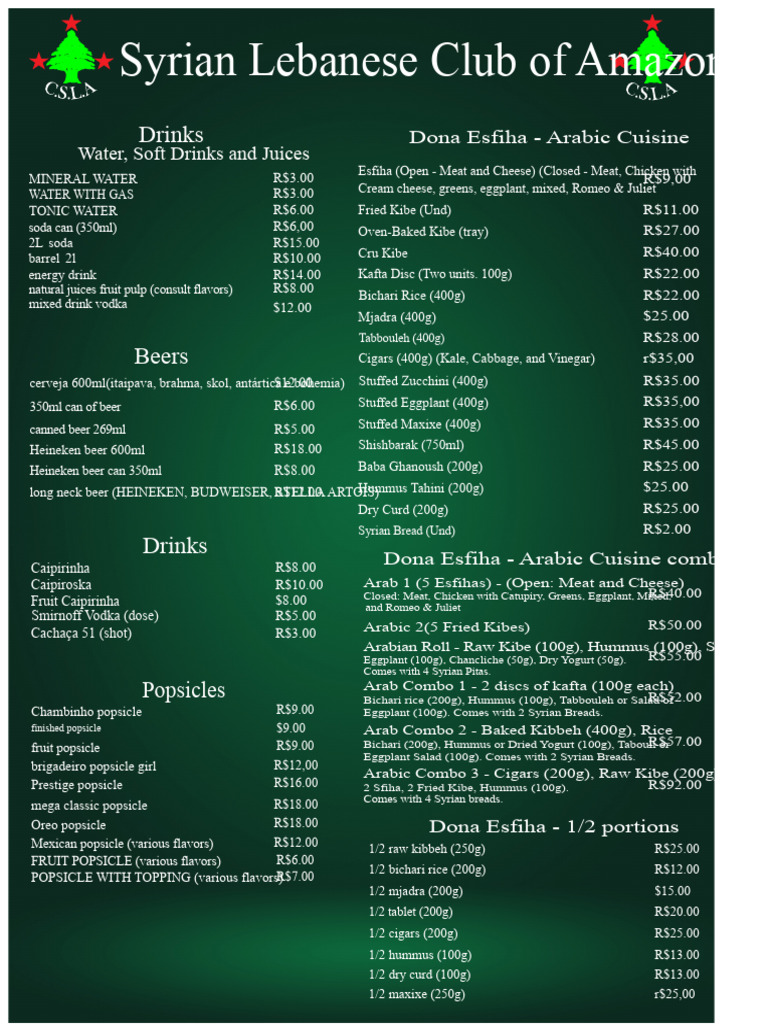 Syrian Lebanese Menu A4 - 02-28-24 | PDF | European Cuisine | Middle ...