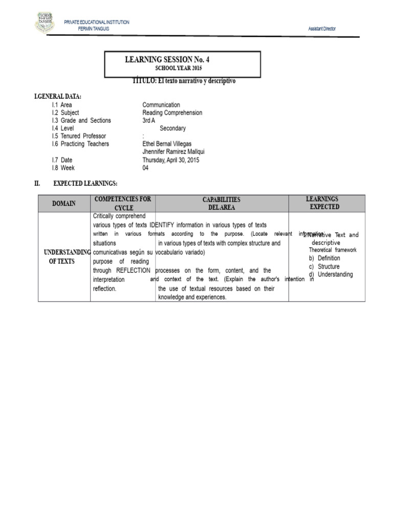 4th Learning Session Narrative and Descriptive Text | PDF