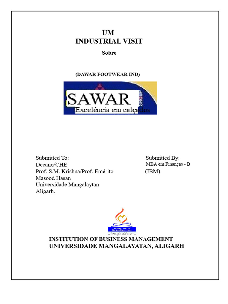 Visita Industrial à Dawar Footwear | PDF | Qualidade (negócios) | Délhi