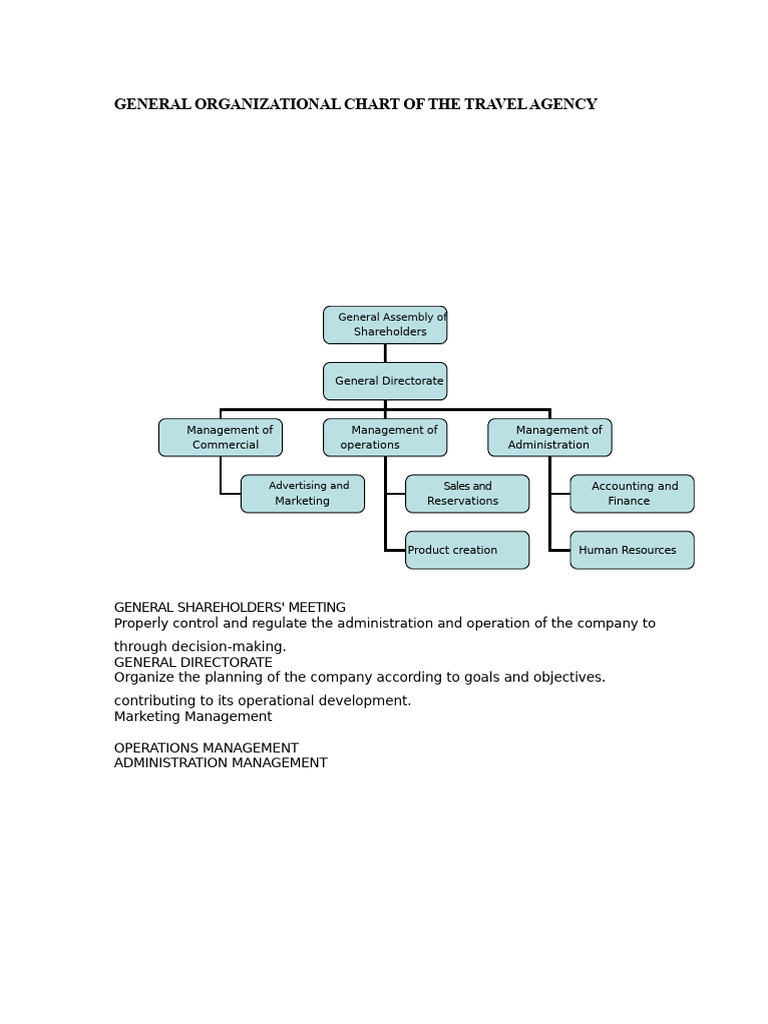 General Organization Chart of The Travel Agency | PDF