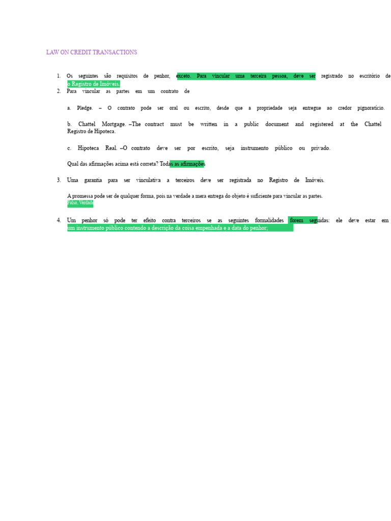 Requisitos Legais para Penhor e Hipoteca | PDF