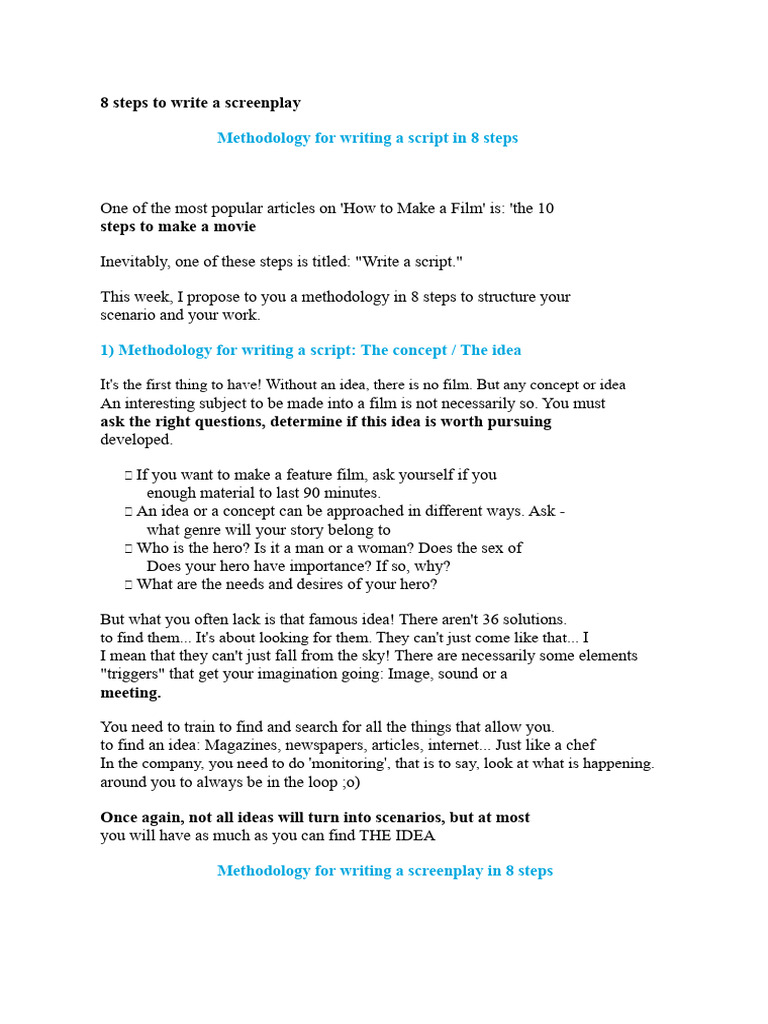 8 Steps To Write A Script | PDF | Methodology | Screenplay