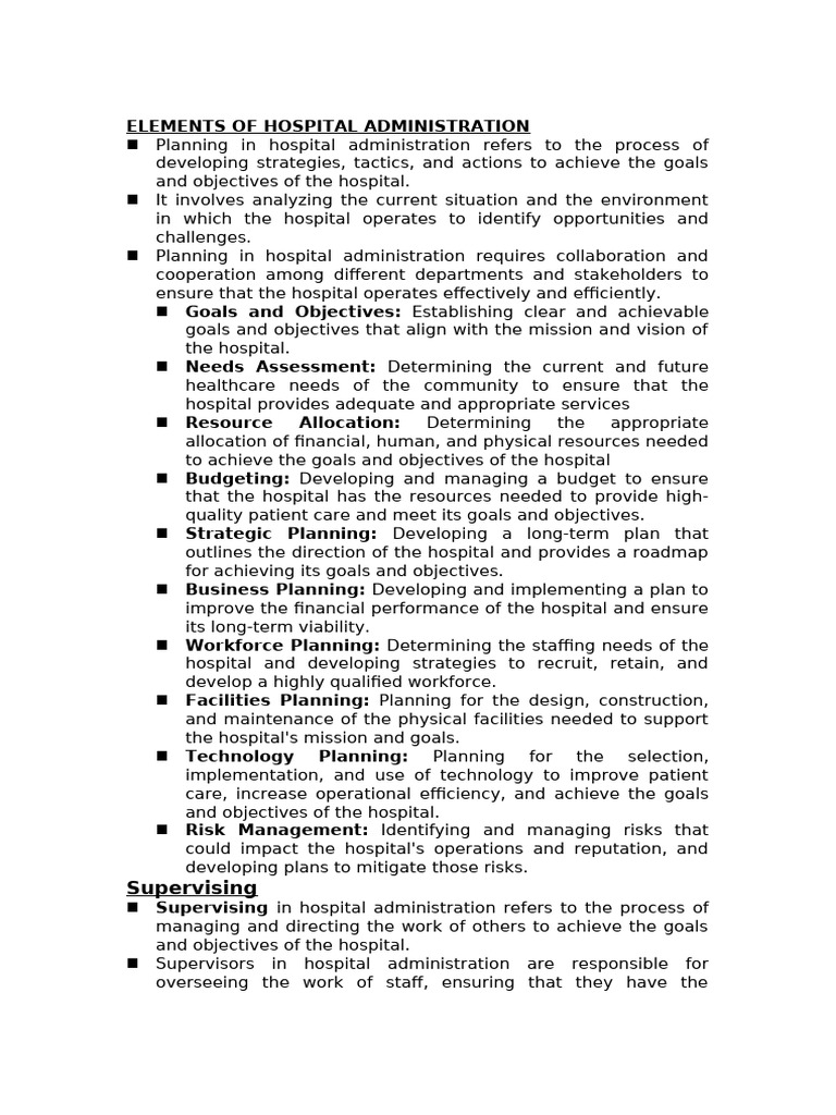 Key Aspects of Hospital Administration | PDF | Health Administration ...