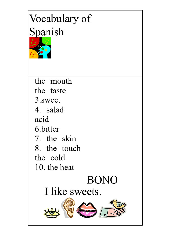 Spanish Vocabulary Second Grade | PDF | Foods