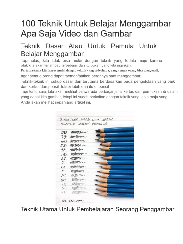 100 Teknik Untuk Belajar Menggambar Apa Saja Video Dan Gambar | PDF
