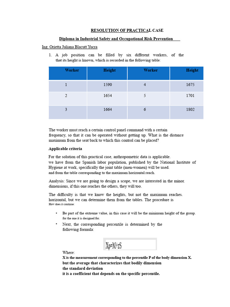 Practical Case of Anthropometry | PDF | Percentile | Standard Deviation