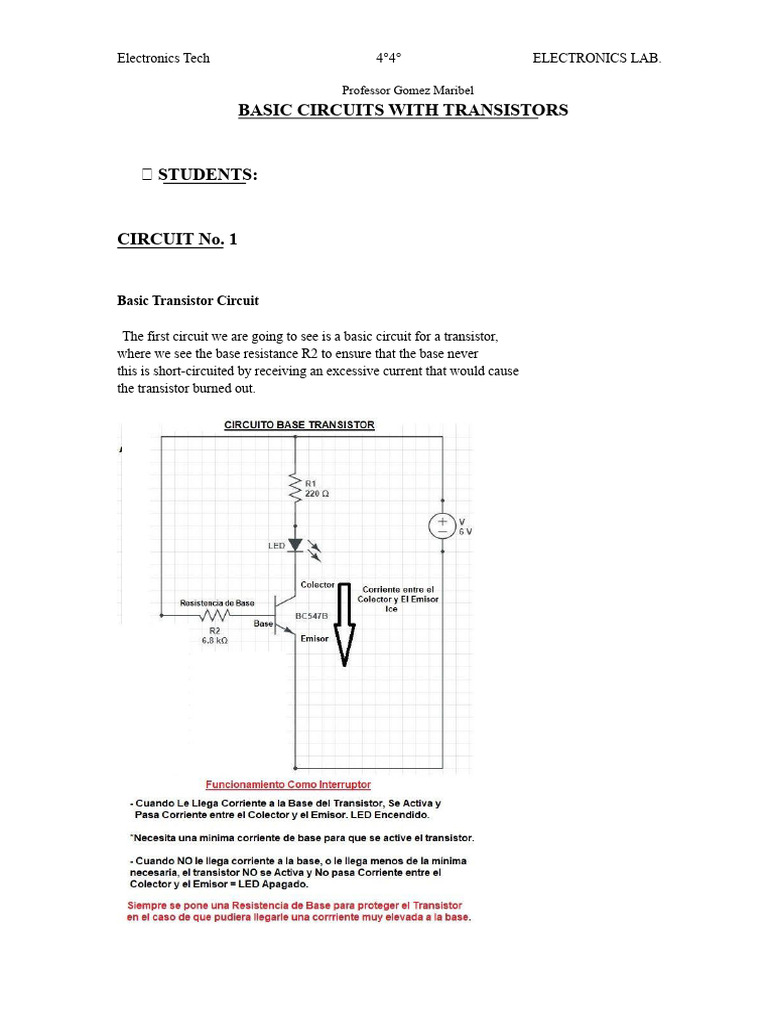 Basic Circuits With Transistors | PDF