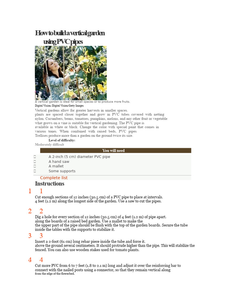 Build a Vertical Garden with PVC Pipes | PDF