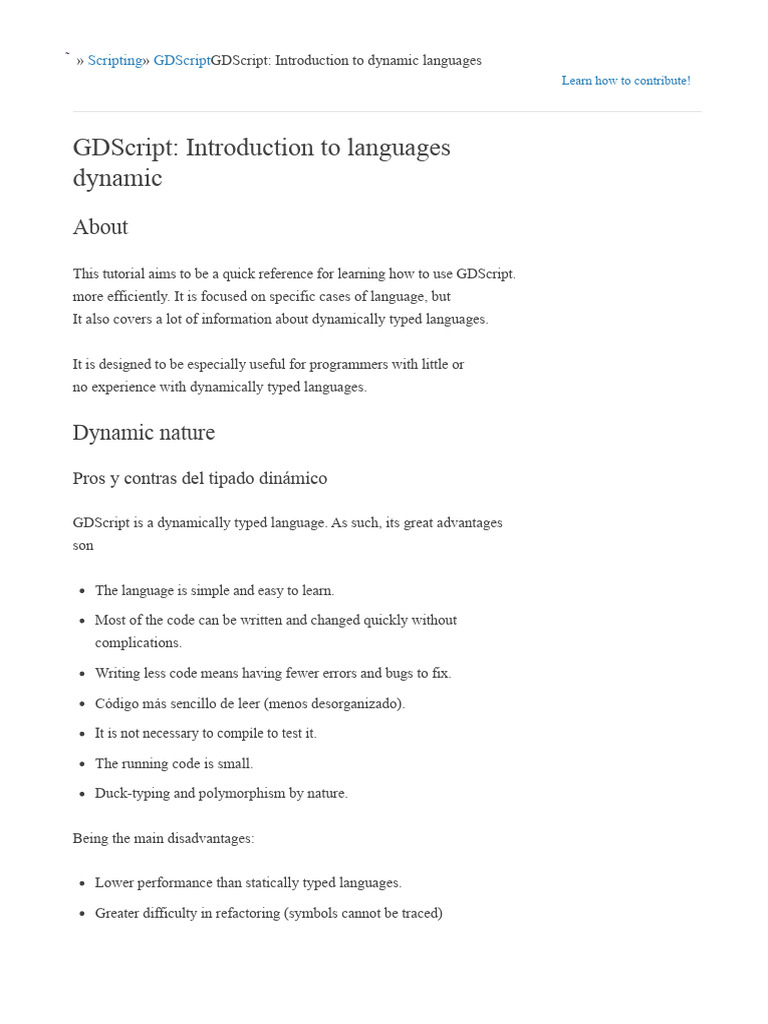 GDScript - Introduction To Dynamic Languages - Documentation | PDF ...