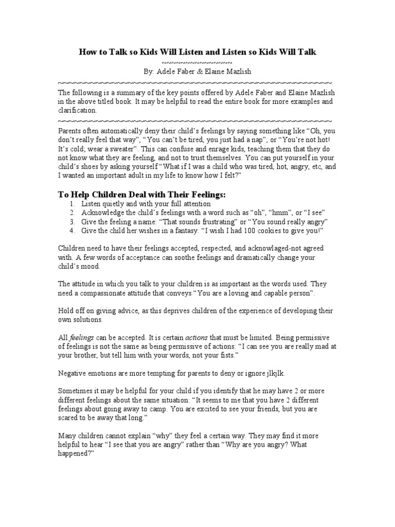 How to Talk So Kids Will Listen | Punishments | Parent