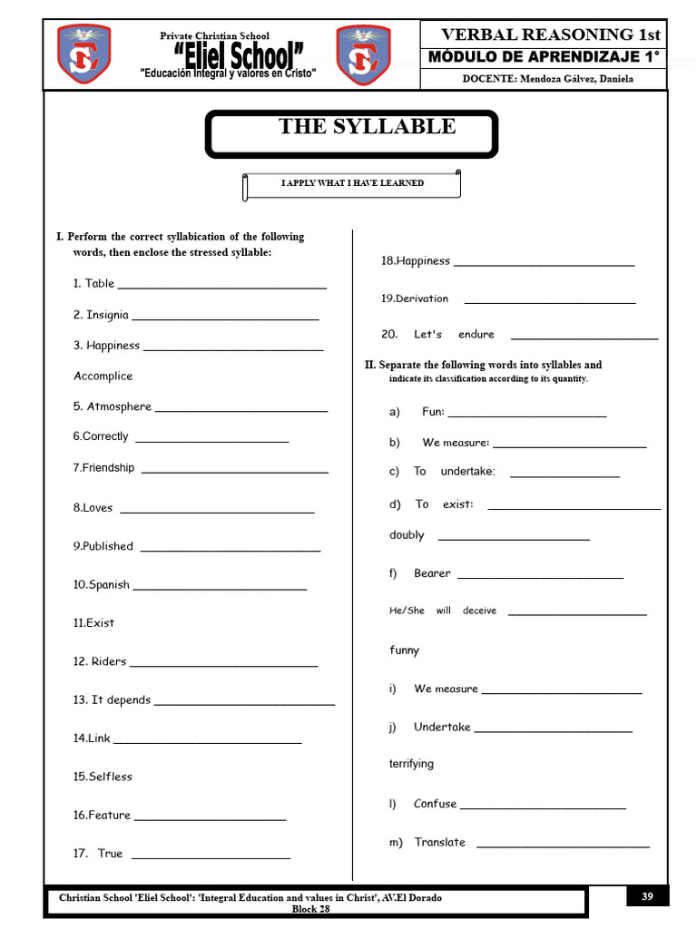 VERBAL REASONING Module - Print | PDF | Syllable | Consonant