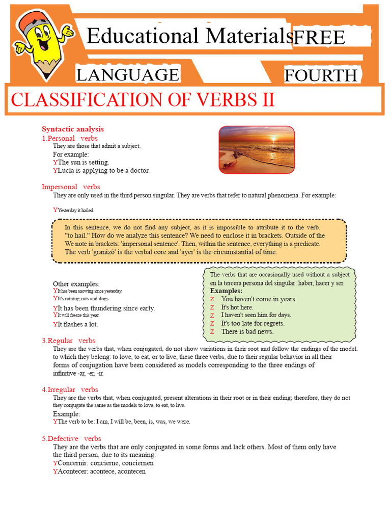 Verb Classification and Analysis Guide | PDF | Grammatical Conjugation ...