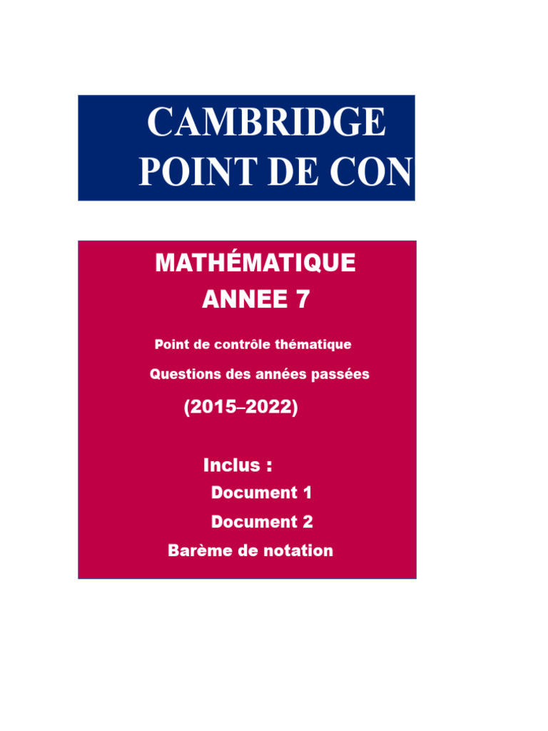 Contrôle de mathématiques année 7 | PDF | Mathématiques