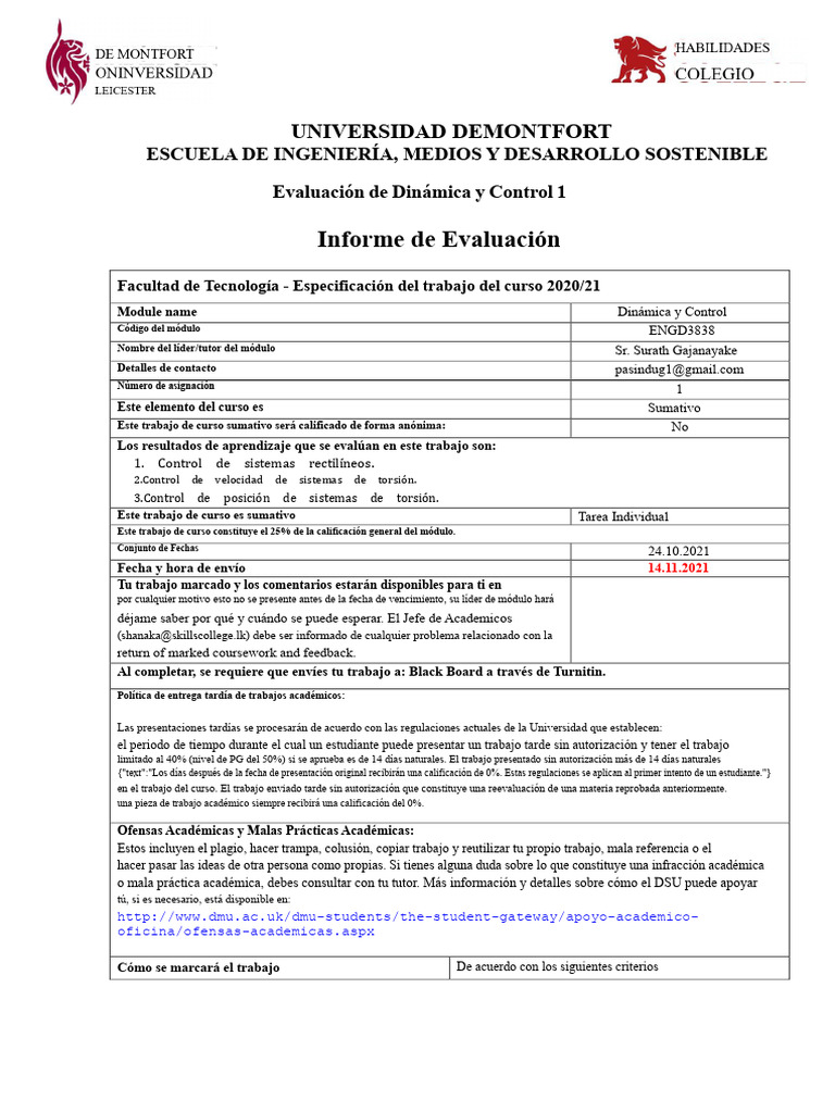 Tarea 1 - Dinámica de Ciclo Cerrado | PDF | Ecuaciones | Simulación