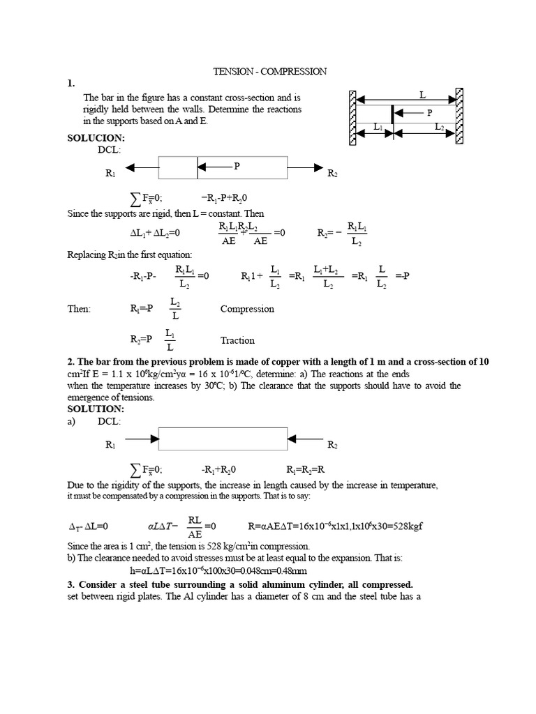 Tension and Compression Analysis in Structural Elements | PDF ...