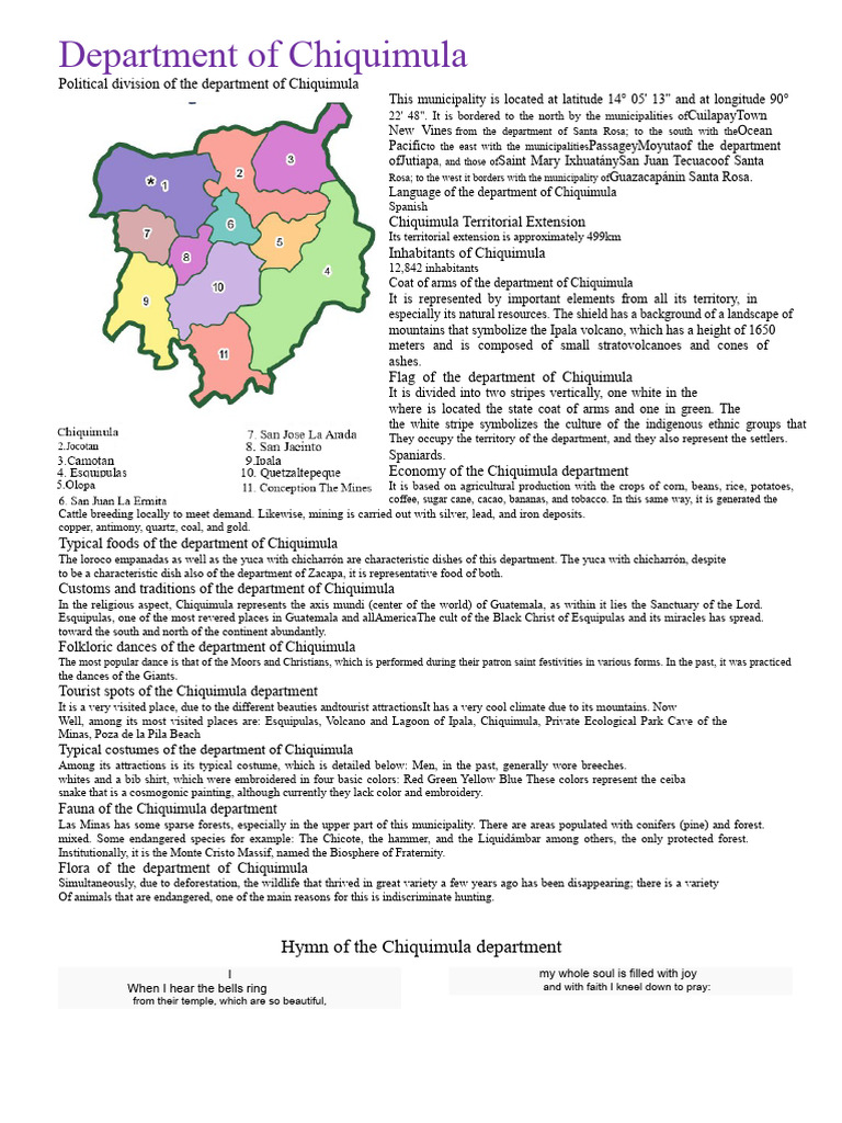 Chiquimula Department Overview and Highlights | PDF
