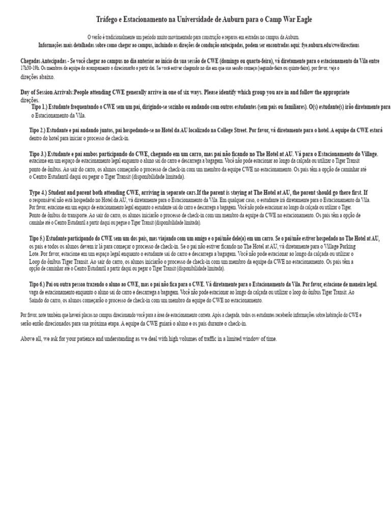 Mapa de Estacionamento do Camp War Eagle | PDF | Transporte