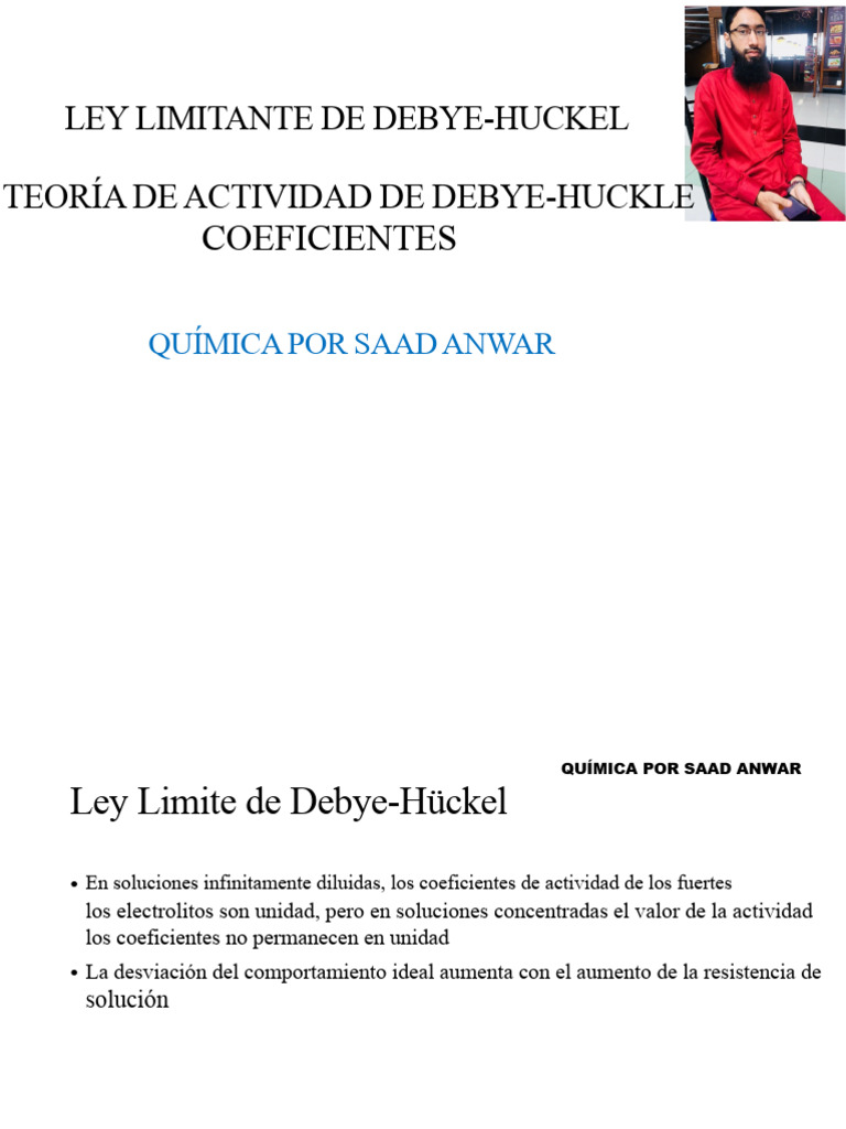 Ley de Debye-Hückel Limitante | PDF