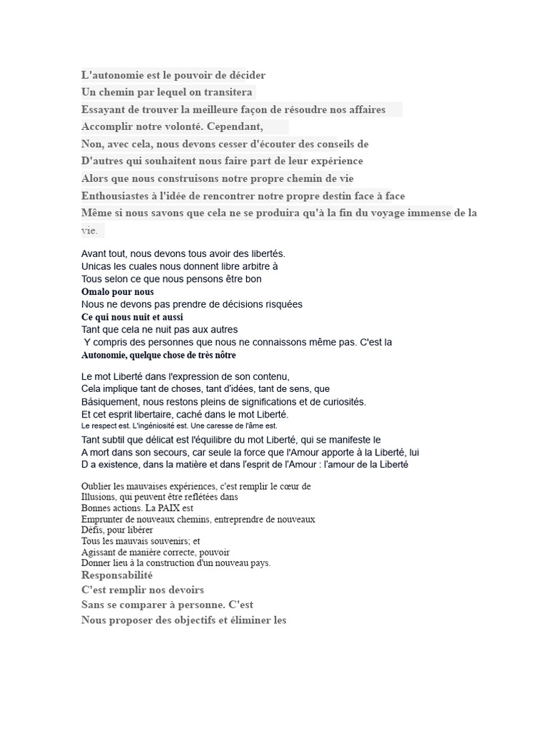 Acrostiches Malu | PDF | Liberté