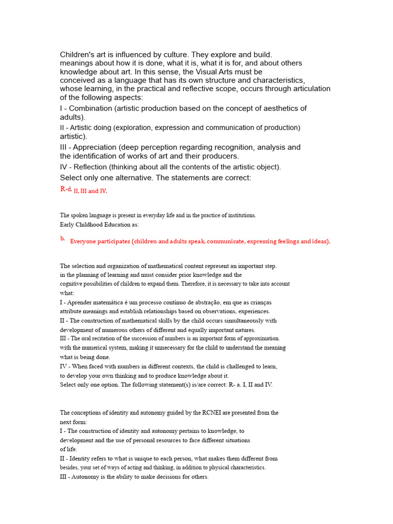 Questionnaire Ii Structure and Organization of The Early Childhood ...